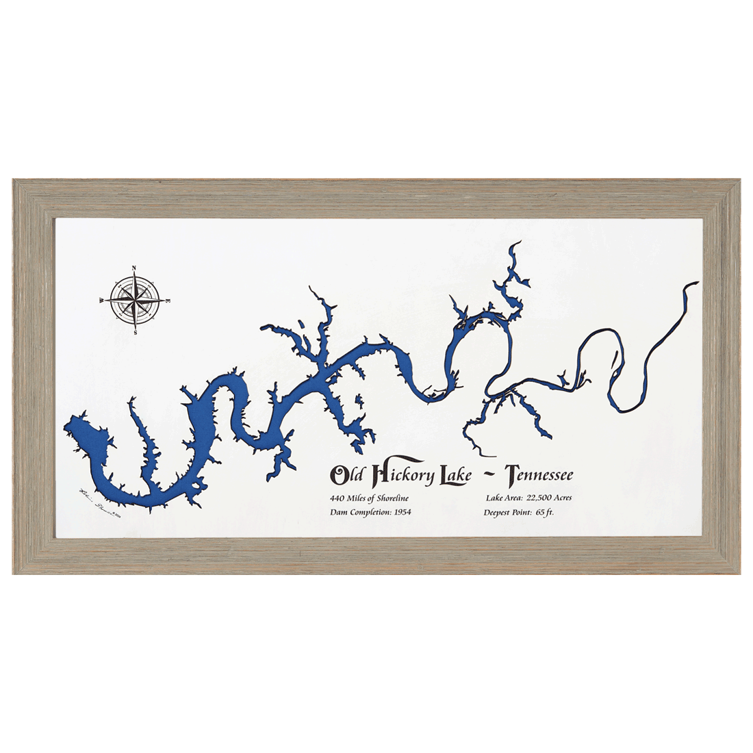 Old Hickory Lake Tennessee White Washed Wood And Rustic Gray Frame La Custom Crafted Silhouettes