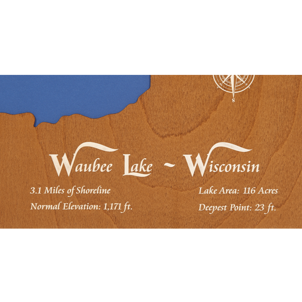 Waubee Lake, Wisconsin Stained Wood and Distressed White Frame Lake Ma ...