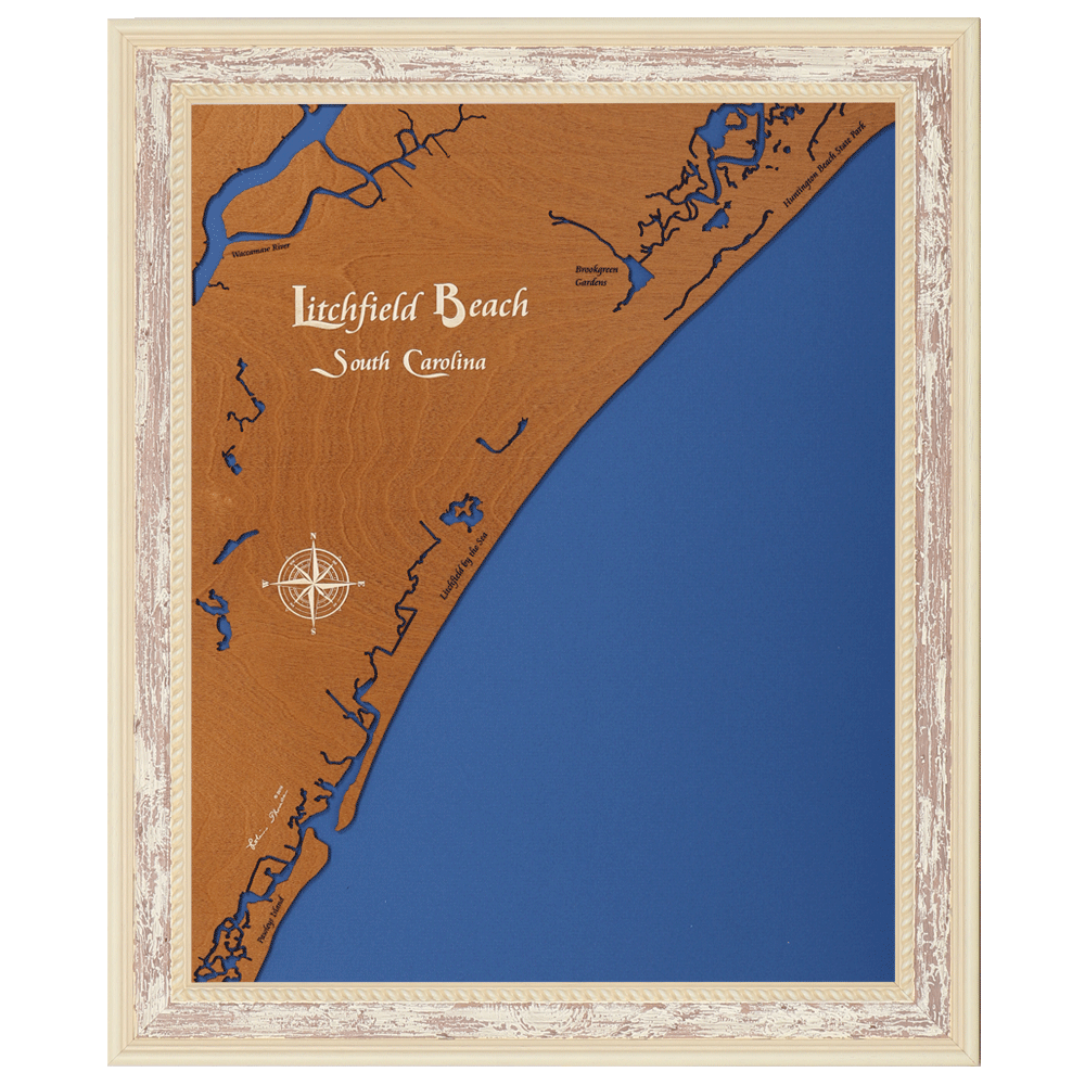 Litchfield Beach, South Carolina Stained Wood and Distressed White Fra ...