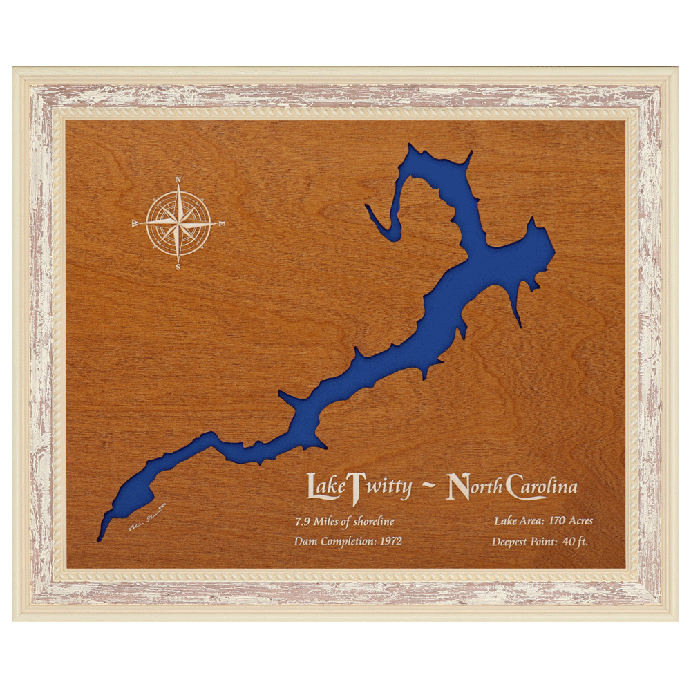 Lake Twitty, North Carolina Stained Wood and Distressed White Frame La ...