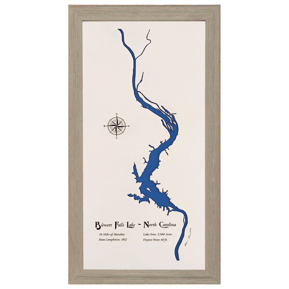 Blewett Falls Lake, North Carolina White Washed Wood and Rustic Gray F ...