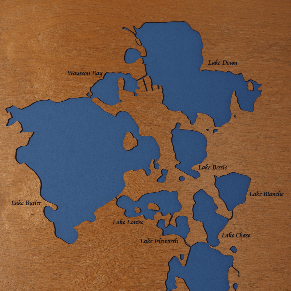 Butler Chain of Lakes, Florida Stained Wood and Dark Walnut Frame Lake ...