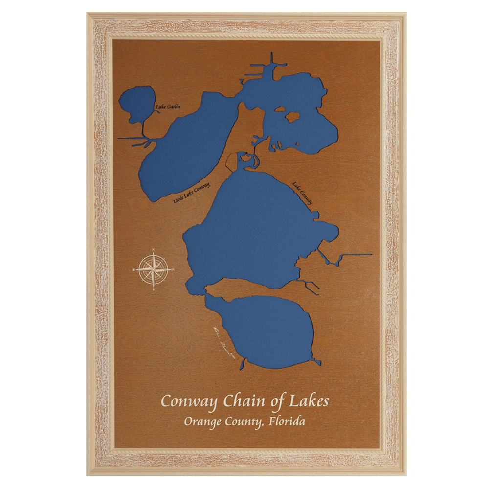 Conway Chain of Lakes, Florida Stained Wood and Distressed White Frame ...