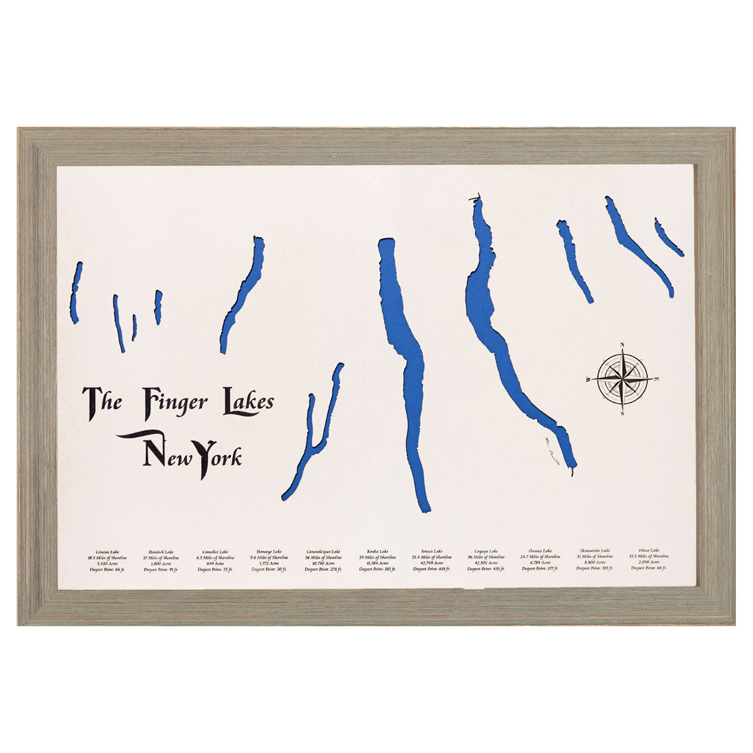 The Finger Lakes, New York White Washed Wood and Rustic Gray Frame Lak ...