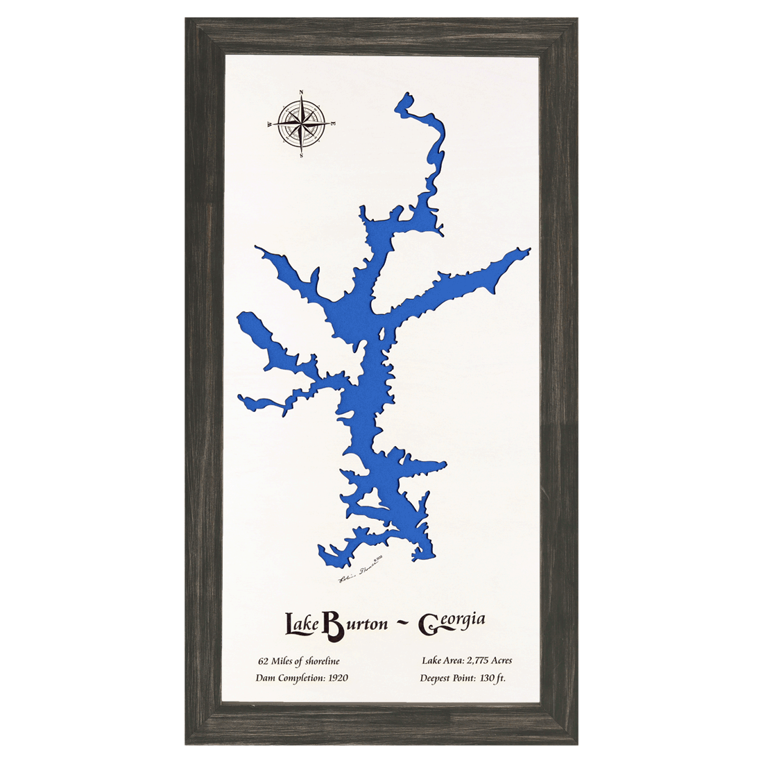 Lake Burton, Georgia White Washed Wood and Distressed Black Frame Lake ...