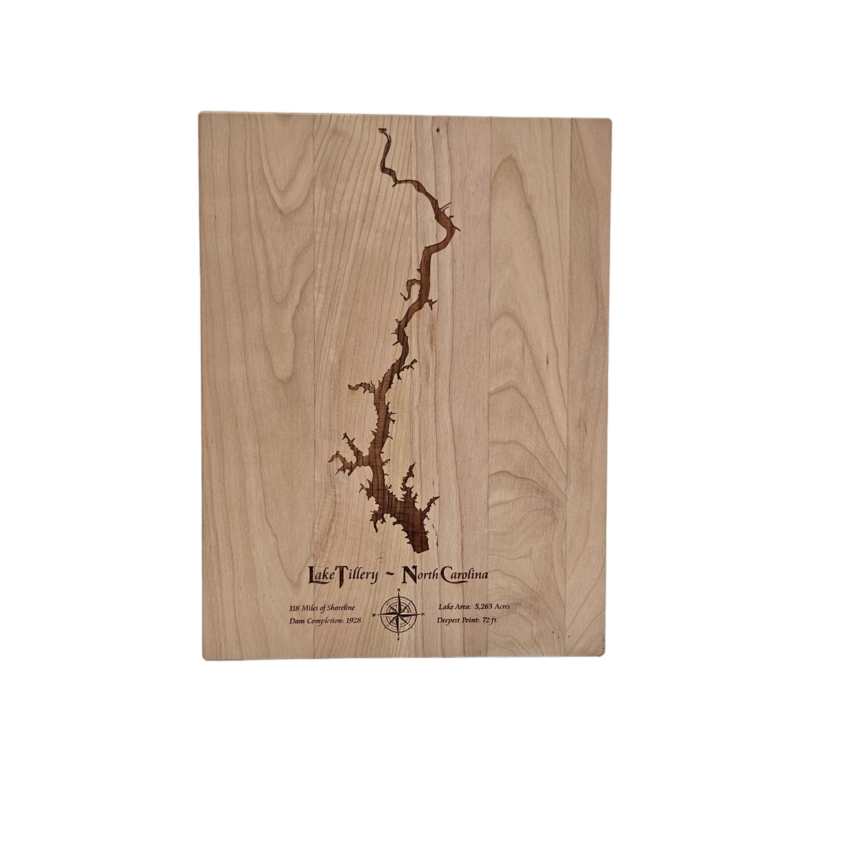 Lake Tillery, North Carolina Engraved Cherry Cutting Board – Custom ...