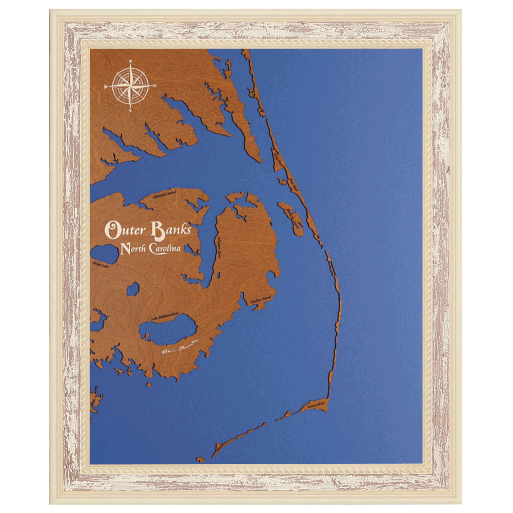 Outer Banks, North Carolina Stained Wood and Distressed White Frame La ...