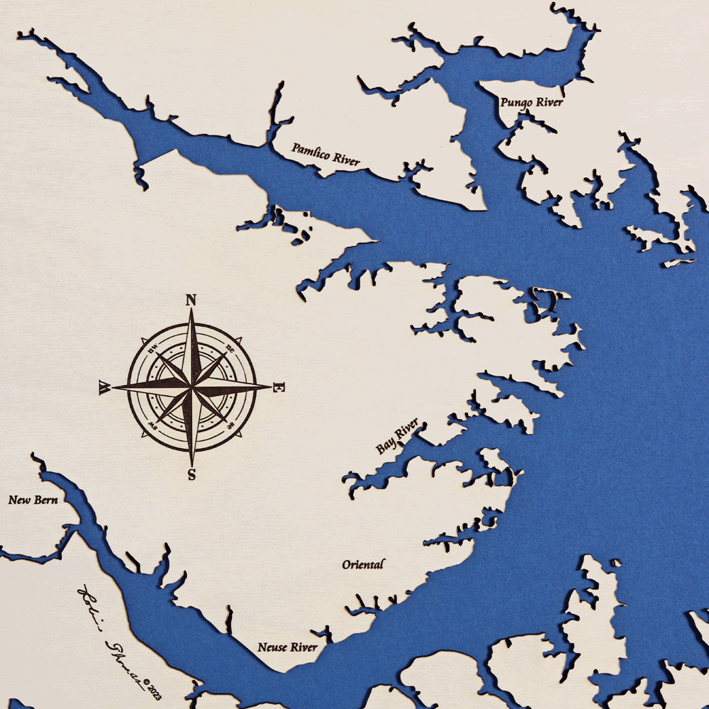 Pamlico Sound, North Carolina White Washed Wood and Distressed Black F ...