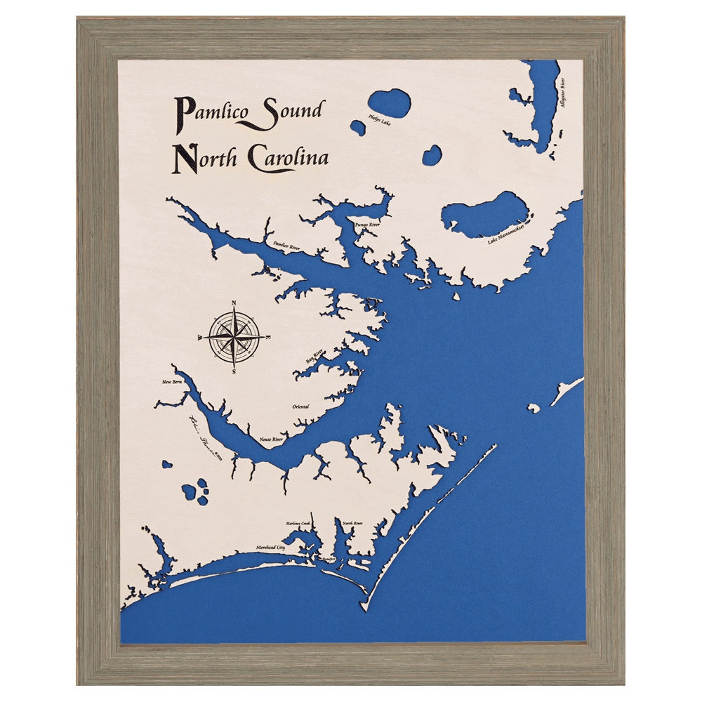 Pamlico Sound, North Carolina White Washed Wood and Rustic Gray Frame ...