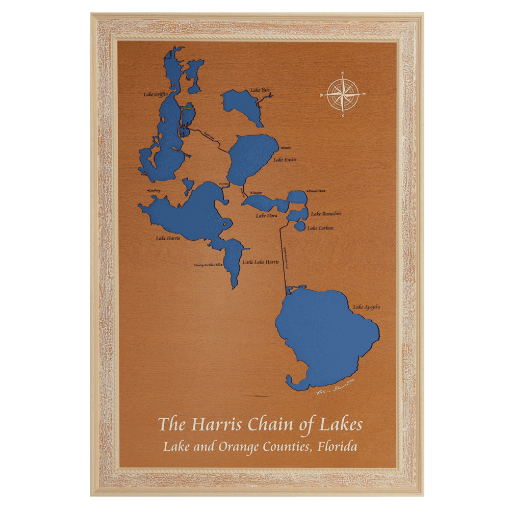 The Harris Chain of Lakes, Florida Stained Wood and Distressed White F ...