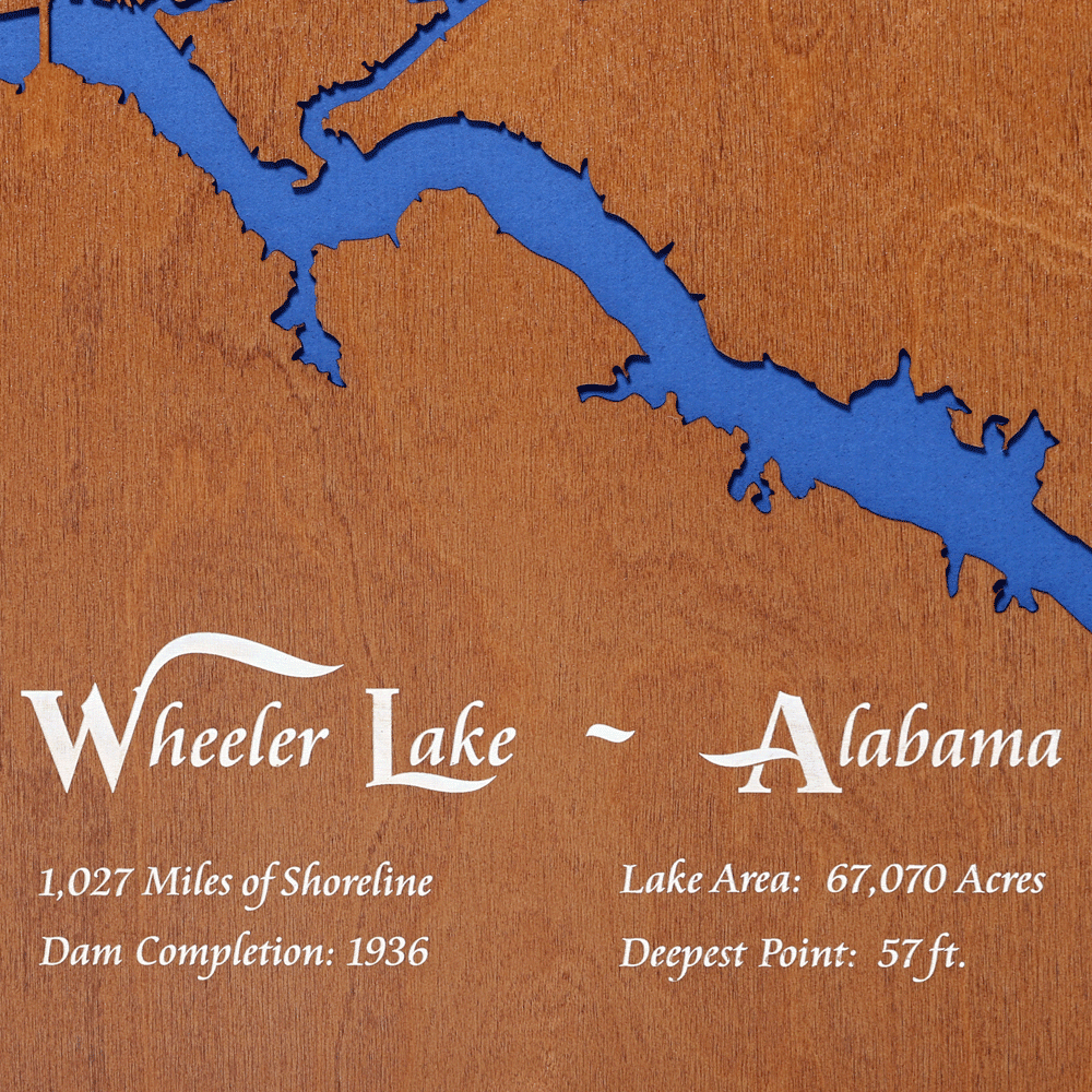 Wilson Lake and Wheeler Lake, Alabama Stained Wood and Distressed Whit ...