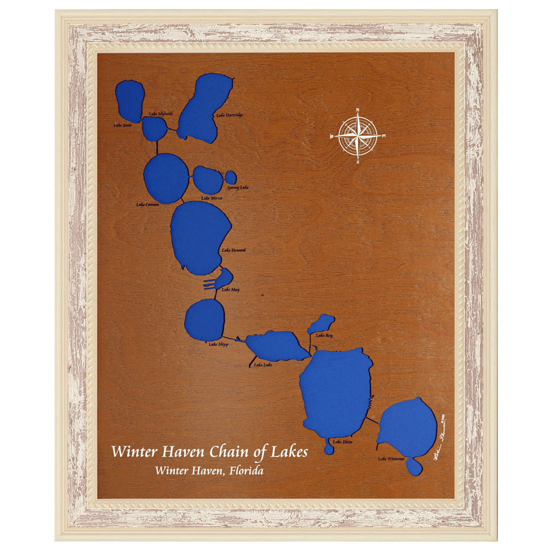 Winter Haven Chain of Lakes, Florida Stained Wood and Distressed White ...