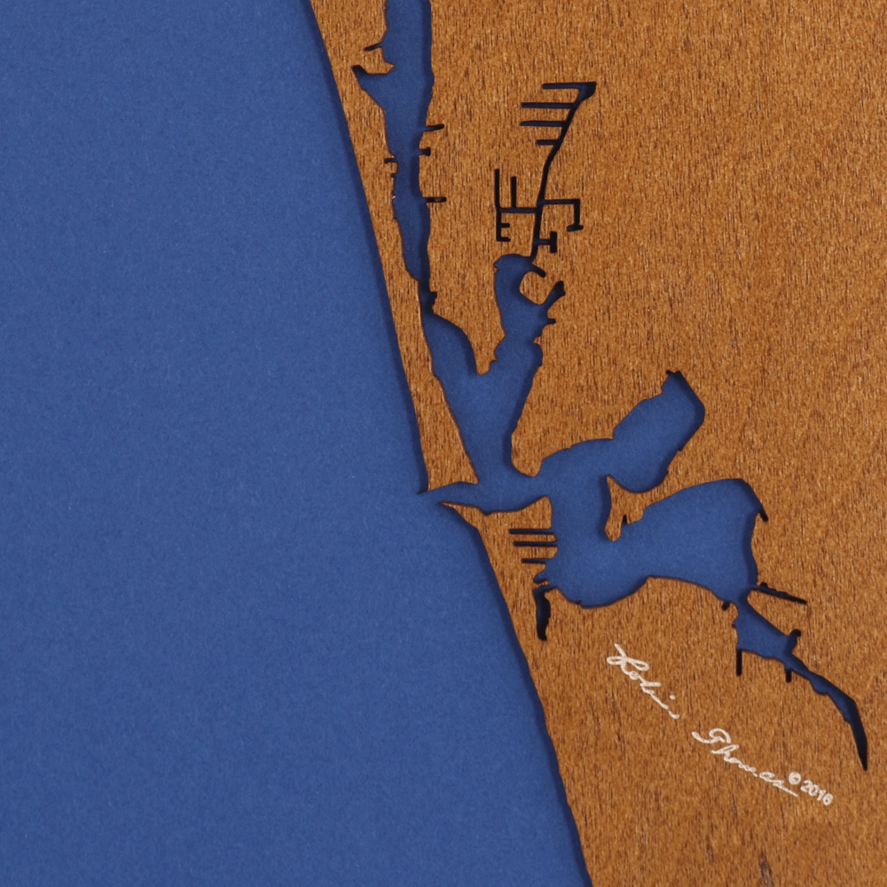Siesta Key, Florida Stained Wood and Distressed White Frame Lake Map S ...