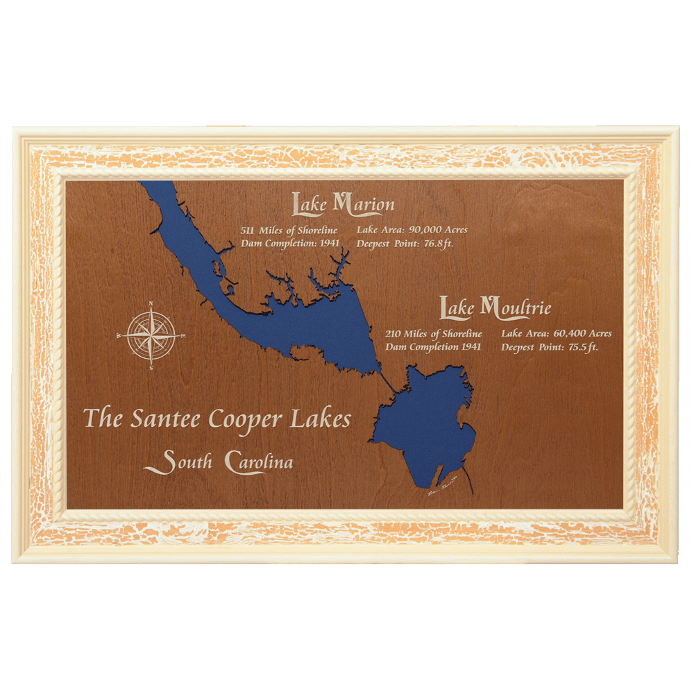 Santee Cooper Lakes, South Carolina Stained Wood and Distressed White ...