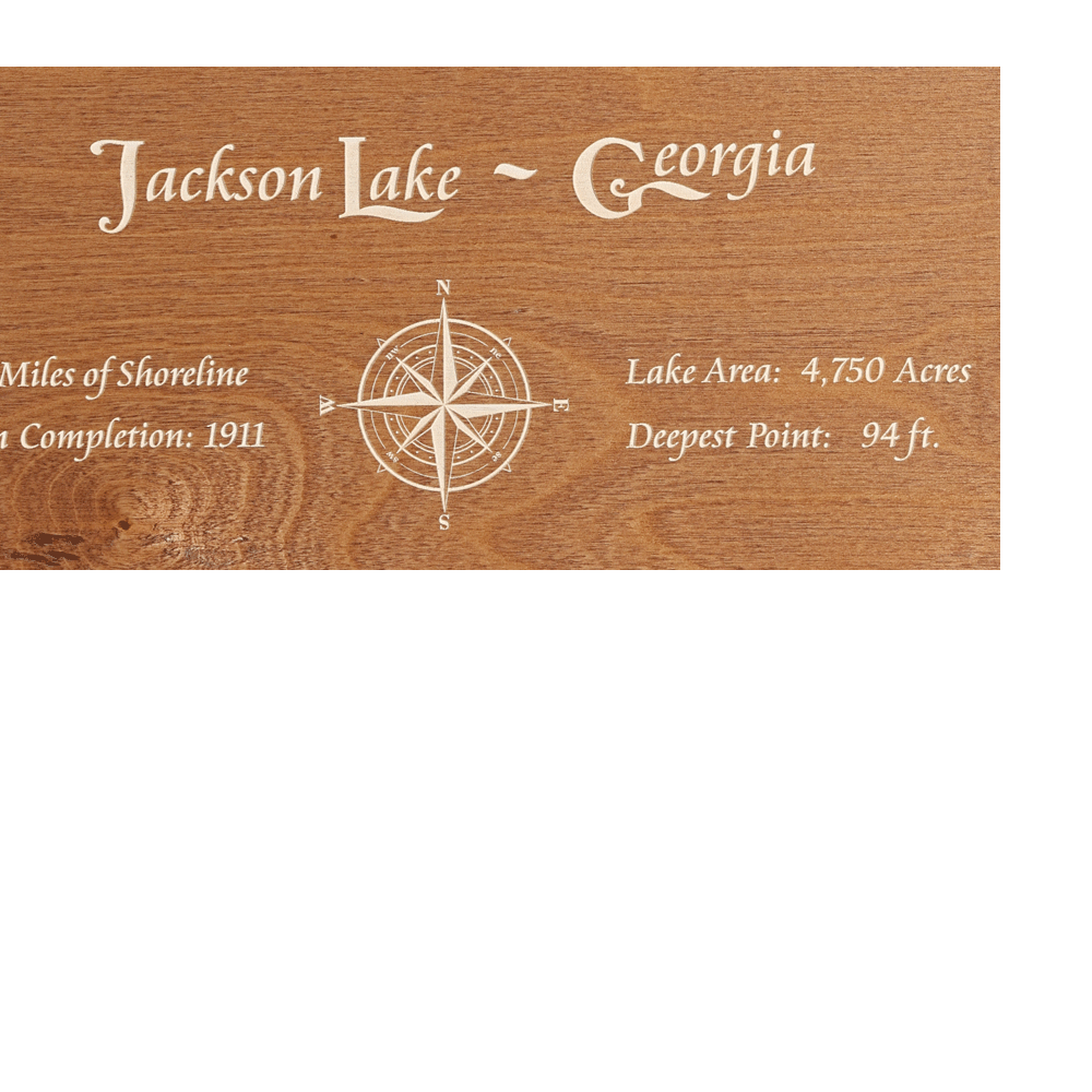 Jackson Lake, Georgia Stained Wood and Distressed White Frame Lake Map ...