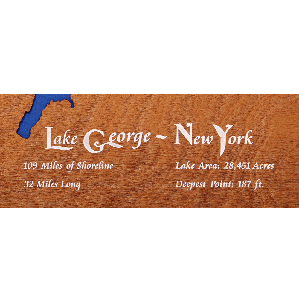 Lake George, New York Stained Wood and Distressed White Frame Lake Map ...